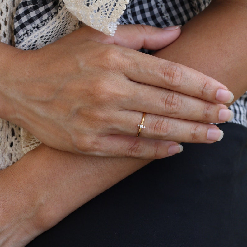 Dainty Diamond Ring Solid 14K 18K Tiny Ring Small | Etsy