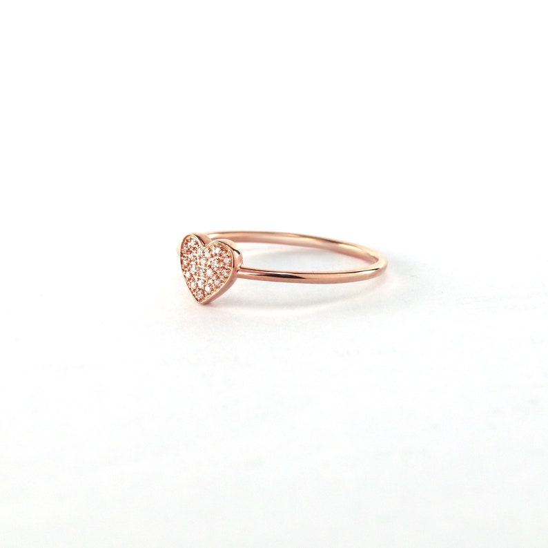 Heart Diamond Ring Heart Shape Promise Ring Solid 14K/18K | Etsy