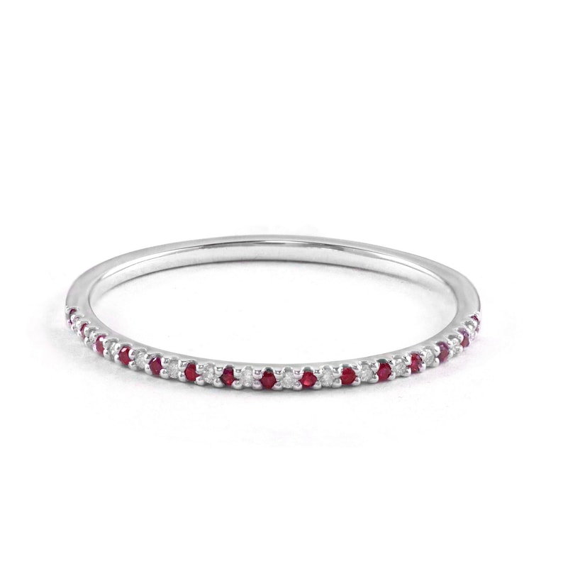 Natural Ruby and Diamond Wedding Band Half Eternity Wedding - Etsy
