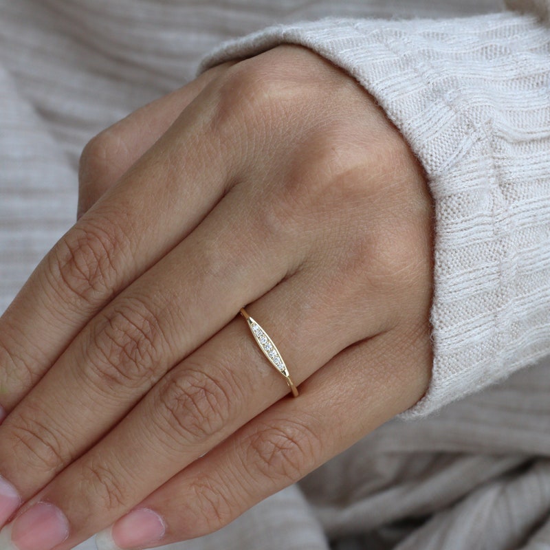 Flat Diamond Ring - Etsy