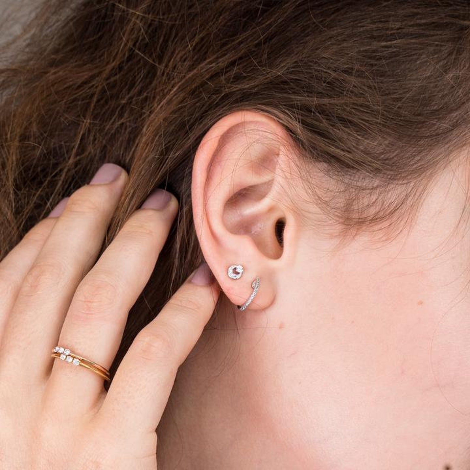 Diamond Huggies Classic Diamond Hoops Dainty Diamond Hoops. - Etsy