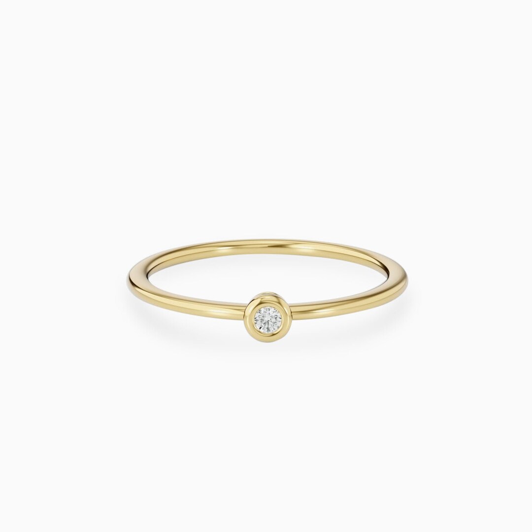 Dainty Diamond Ring, Solid 14K 18K Gold, Tiny Ring, Small Engagement ...