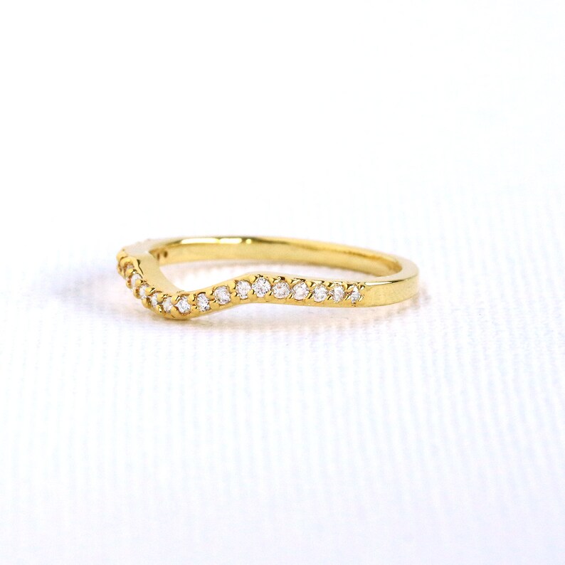 Contour/curved Wedding Band Diamond Wedding Ring Half | Etsy