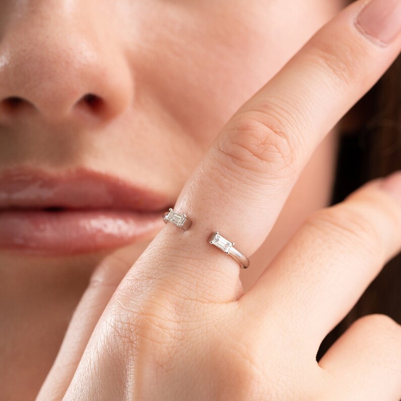 Baguette Diamond Ring Open Diamond Ring Cuff Ring - Etsy