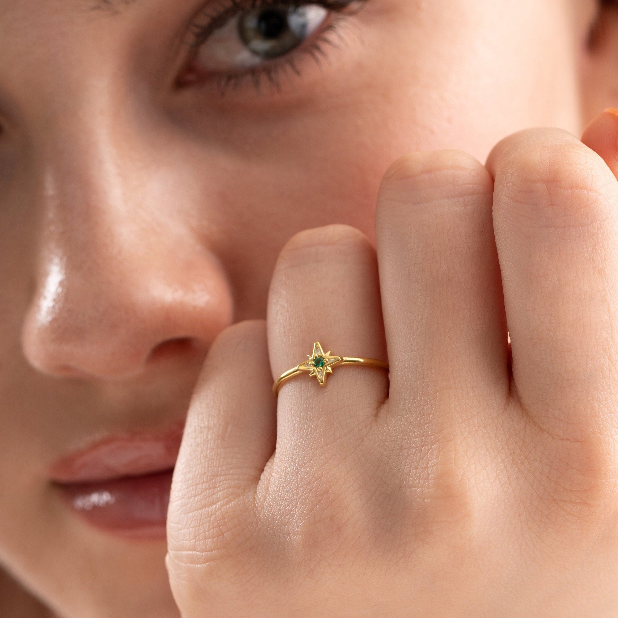 Birthstone Ring Solid 14k 18k Yellow White Rose Gold | Etsy