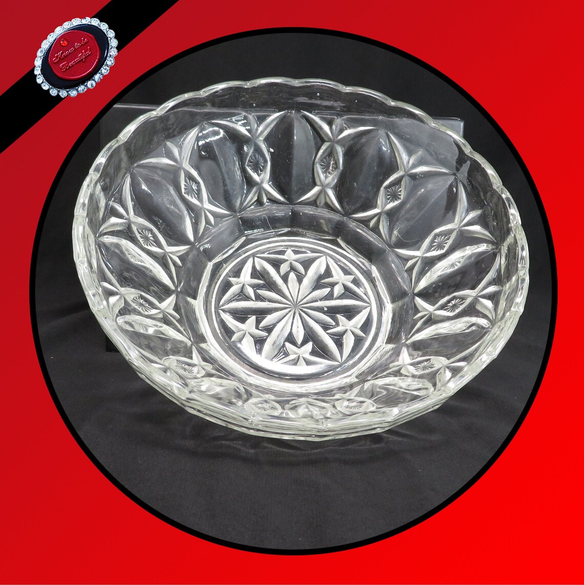 Vintage Glass Crystal Fruit/salad Bowl With Starfish Patterns | Etsy