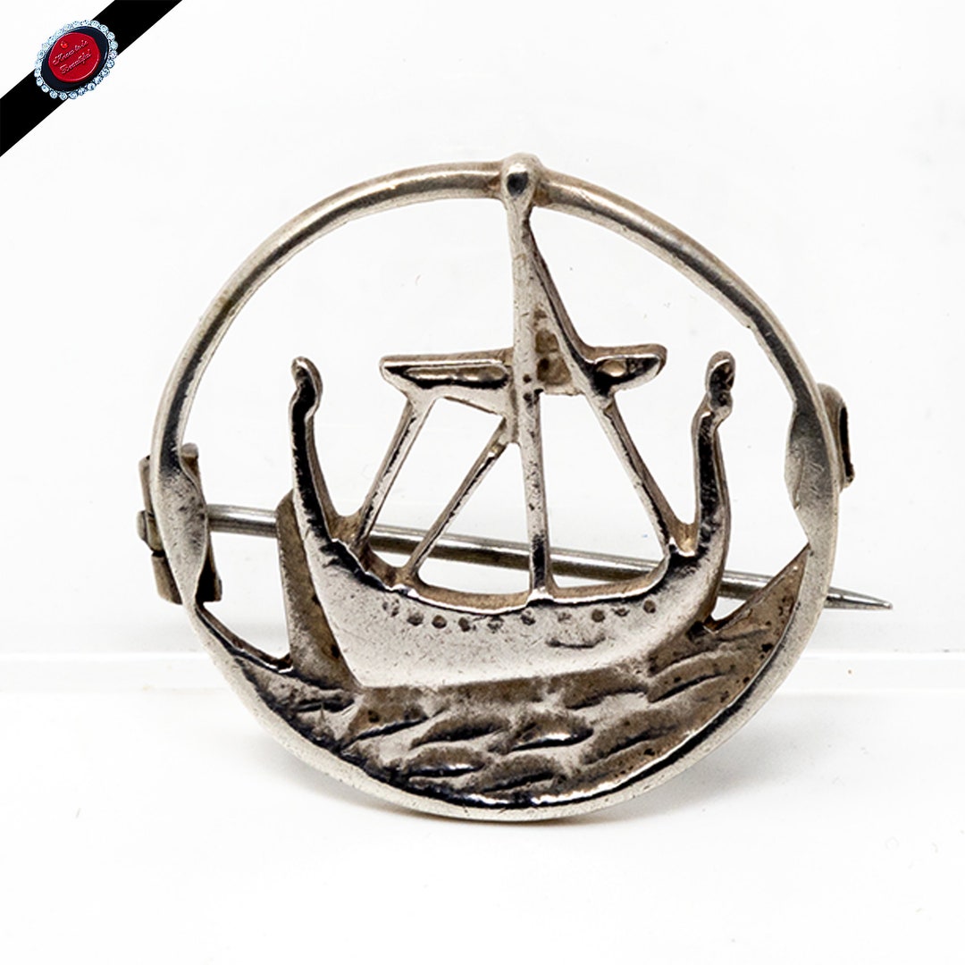 Vintage Sterling Silver Viking Ship Pin Brooch Shipton and Co ...