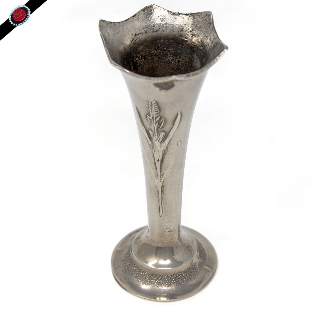 Vintage Trumpet Vase With Wheat Sheaf Design - Silver Plated - 1930s ...