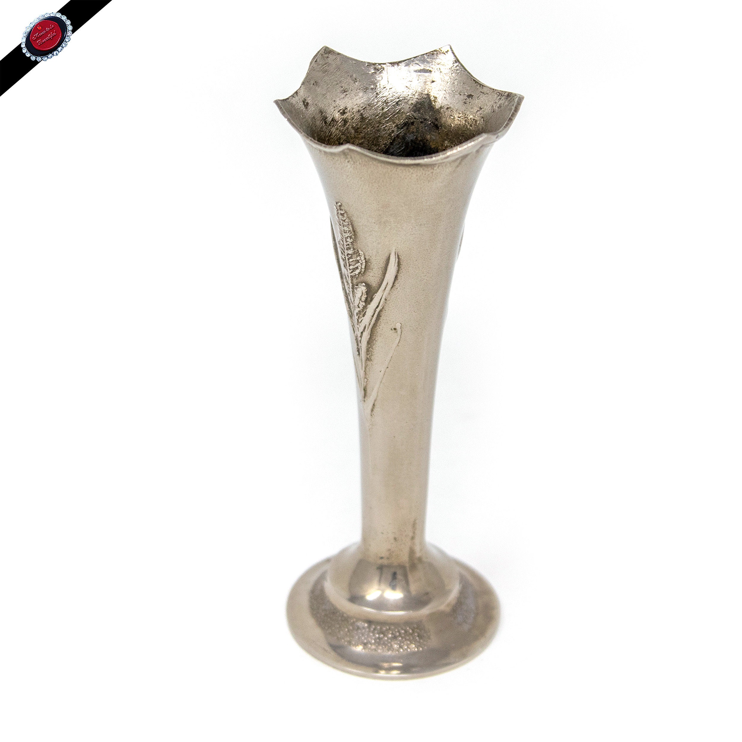Silver Plate Trumpet Vase with Wheat Sheaf Design Home Décor Vases Home ...