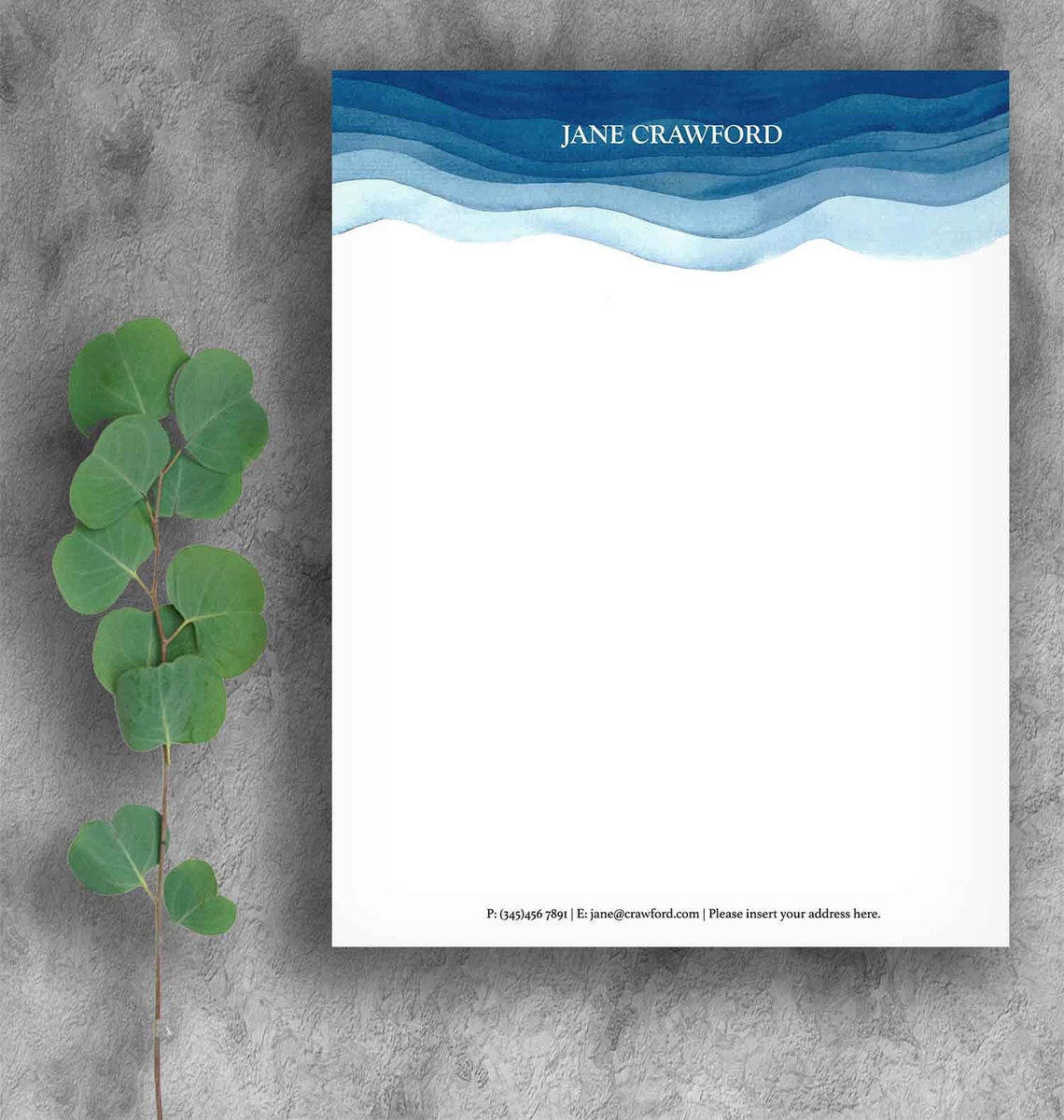 Wave Letterhead Template | Instant Downloadable Print | Customized ...