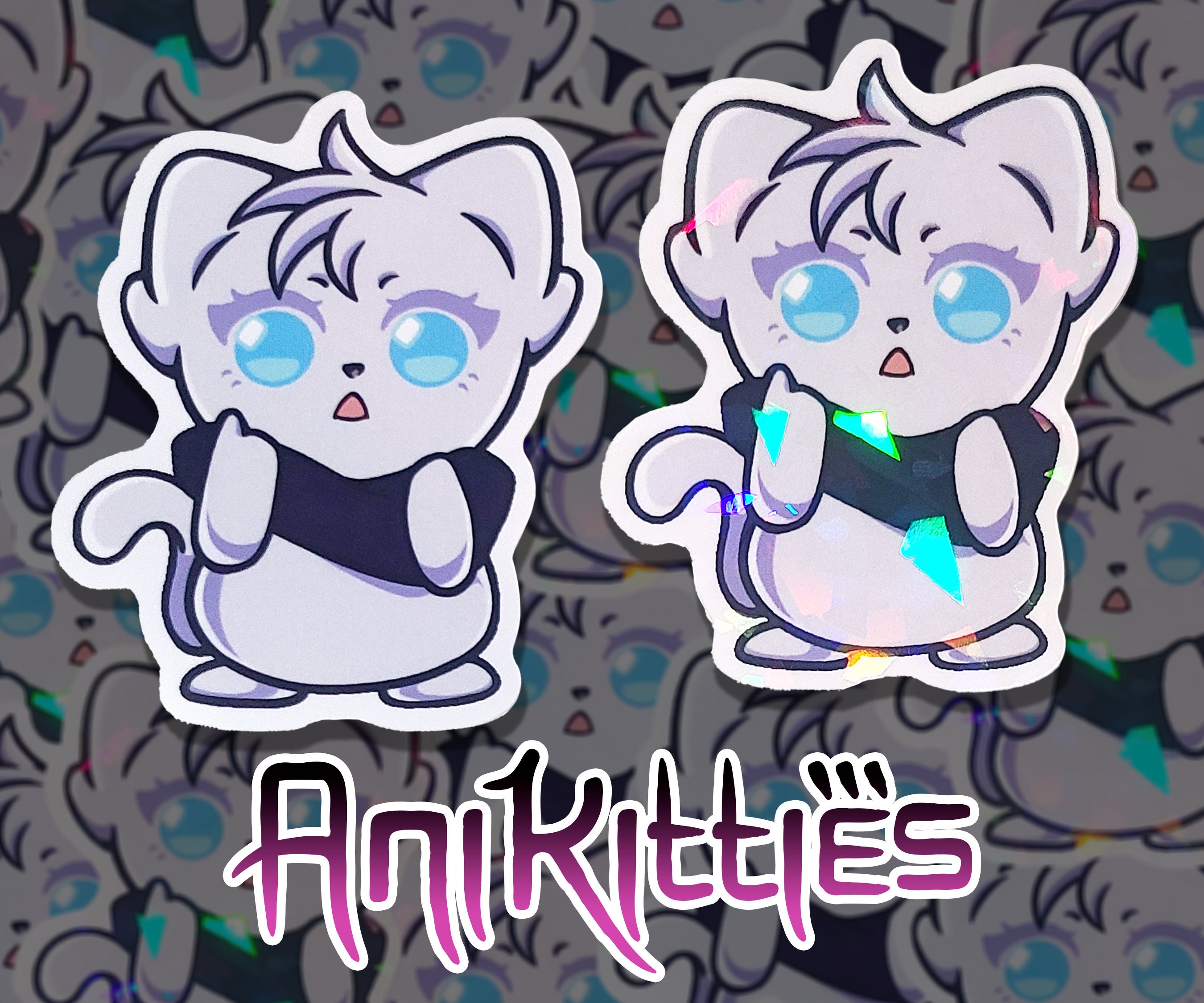 Anikitties Satoru Gojo Kitty unmasked / 2.5 Vinyl Sticker standard ...