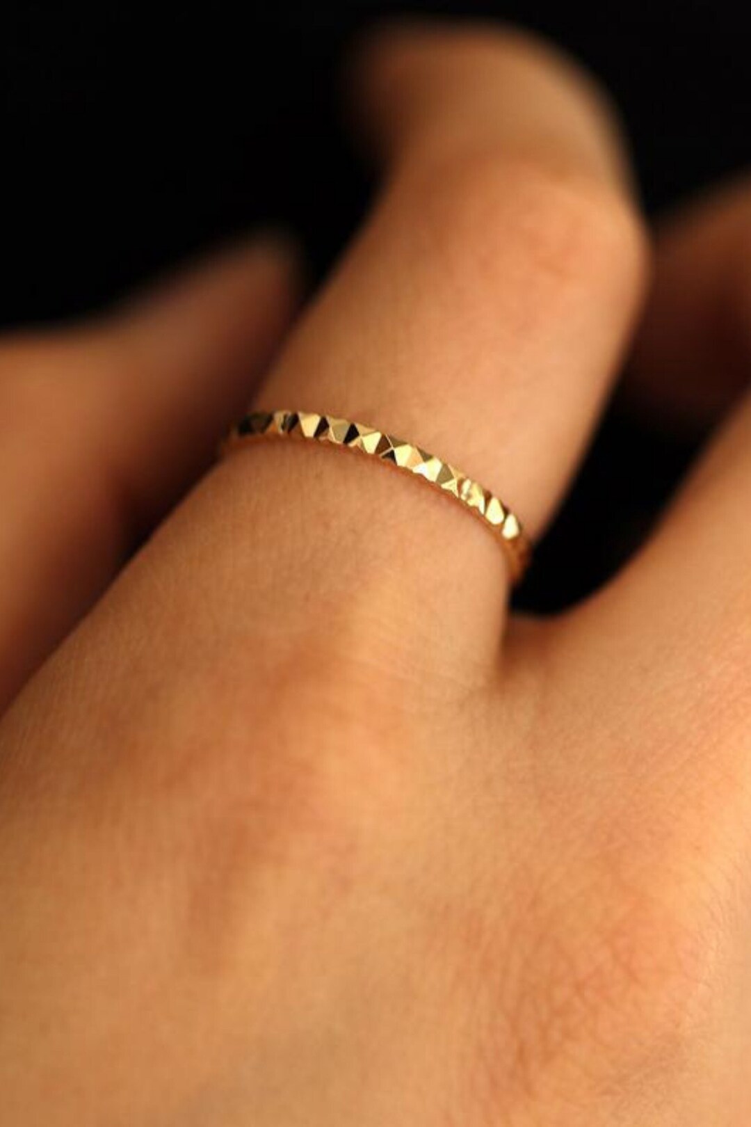 14k Gold Pyramid Ring: Dainty Stacking Band, Sterling Silver Jewelry - Etsy