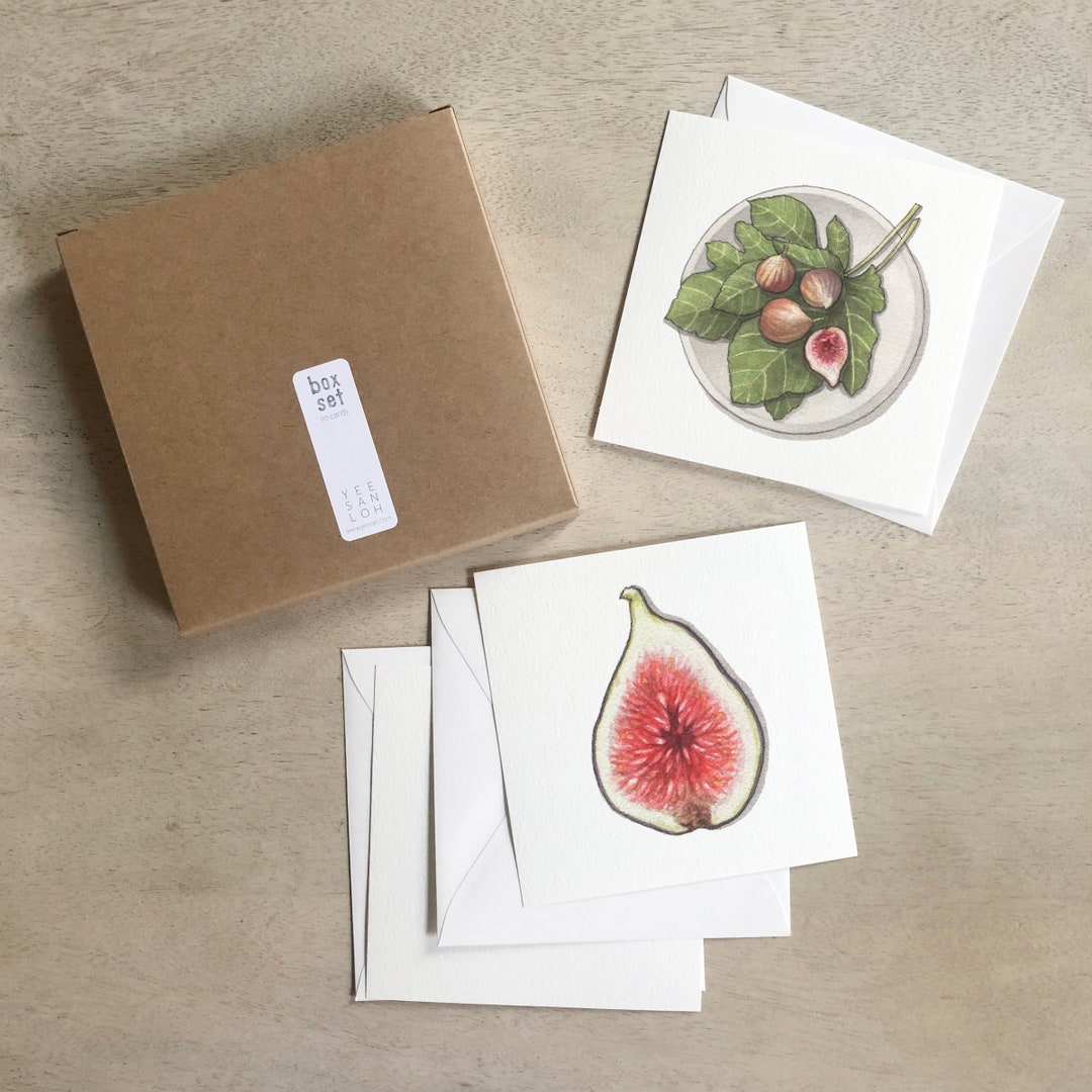 Figs: Cards Box Set / Notecards / Flat Cards / Watercolor Illustration ...