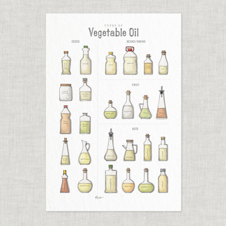 Fats: Vegetable Oils / Poster / Chart / Types / Food / - Etsy