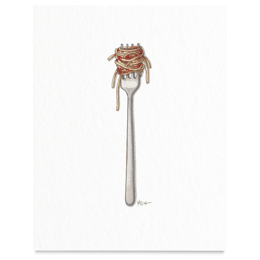 Fork & Spaghetti: 8.5x11 Art Print / Pasta / Watercolor Illustration ...