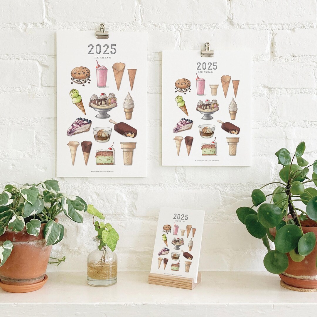 2025 Calendar: Ice Cream / Food / Snacks / Illustrations / Art Print ...