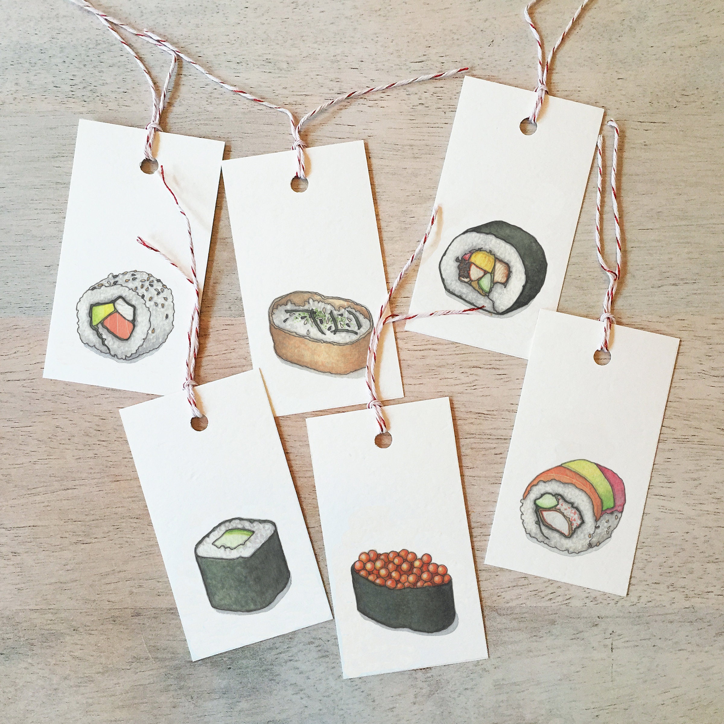 Sushi maki: Gift Tags / Party Favors / Birthdays / | Etsy