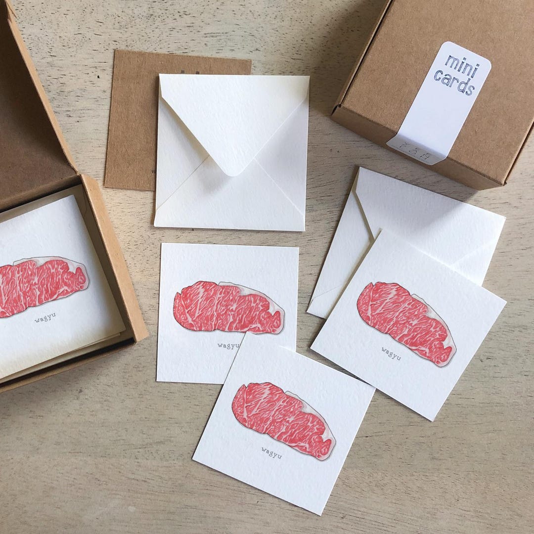 Wagyu (steak): Mini Cards Box Set / Watercolor Illustration / Tiny ...