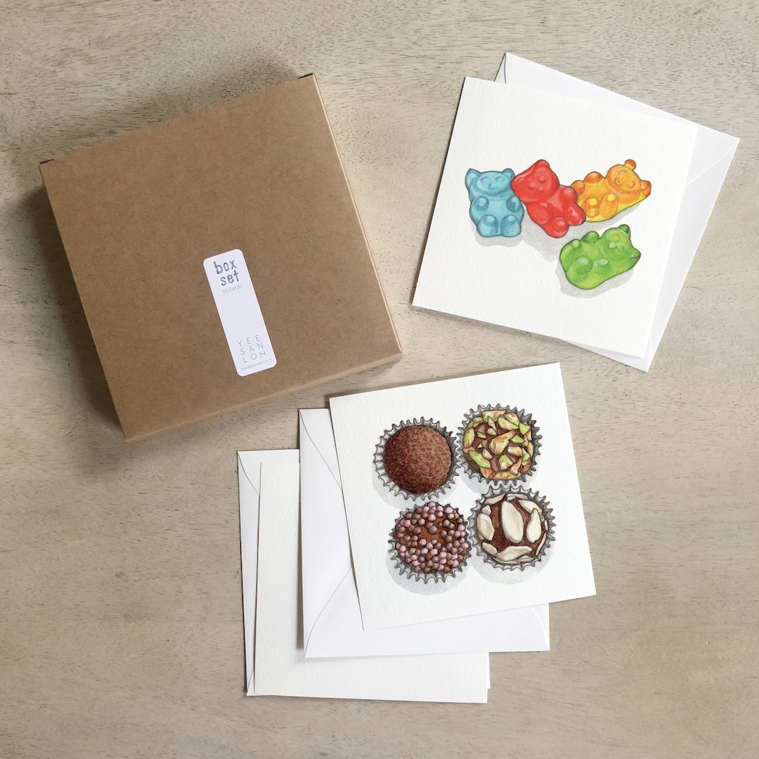 Candies & Sweets: Cards Box Set / Notecards / Flat Cards / Watercolor ...