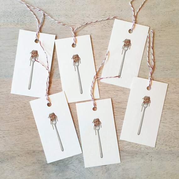 Pasta: Fork & Spaghetti / Gift Tags / Party Favors / Birthdays - Etsy
