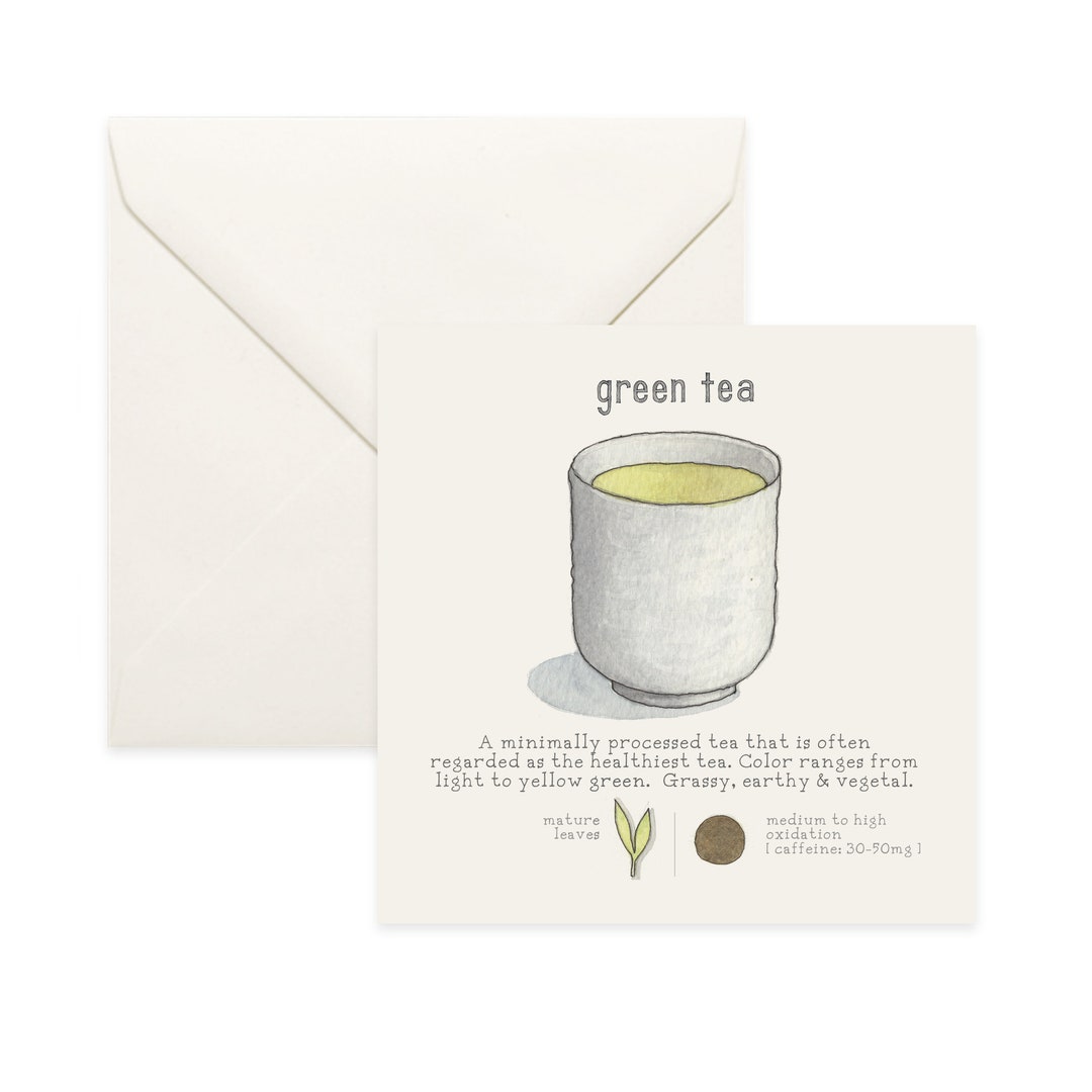 Tea: Green Tea / Notecard / Thank You Card / Message Card / - Etsy