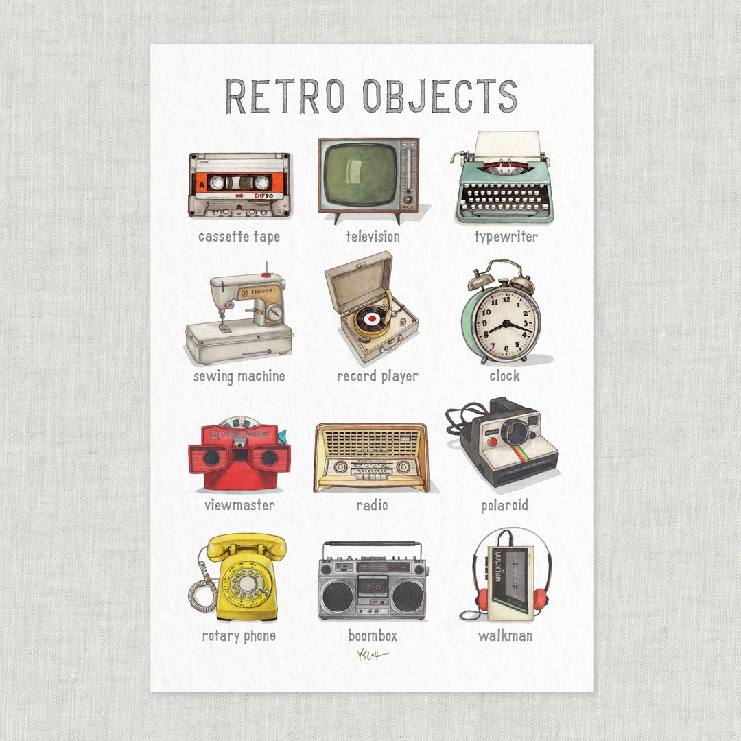 Retro Objects / Poster / Illustrations / Art Print / Home Decor ...
