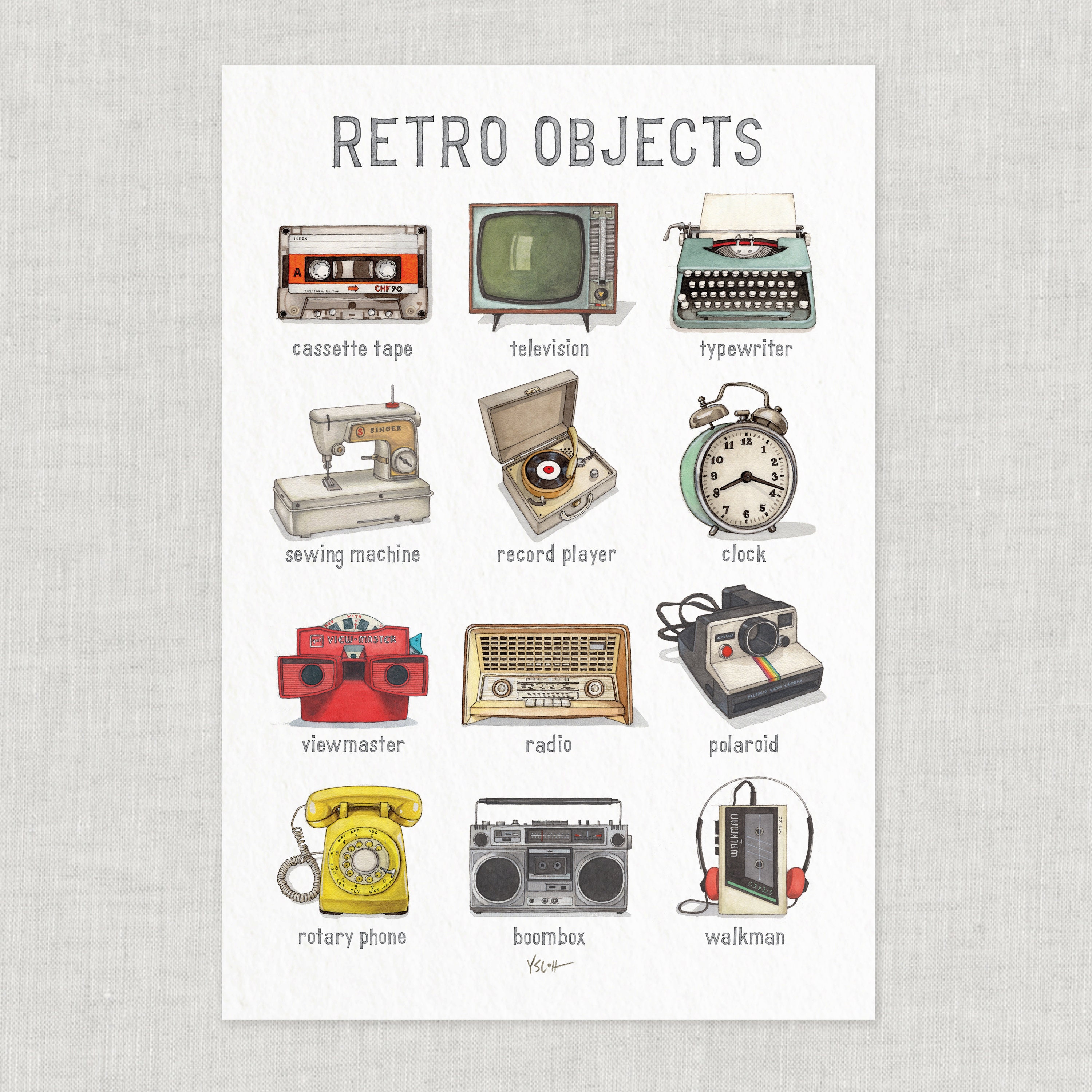 Retro Objects / Poster / Illustrations / Art Print / Home | Etsy