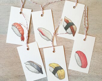 Sushi maki: Gift Tags / Party Favors / Birthdays / | Etsy