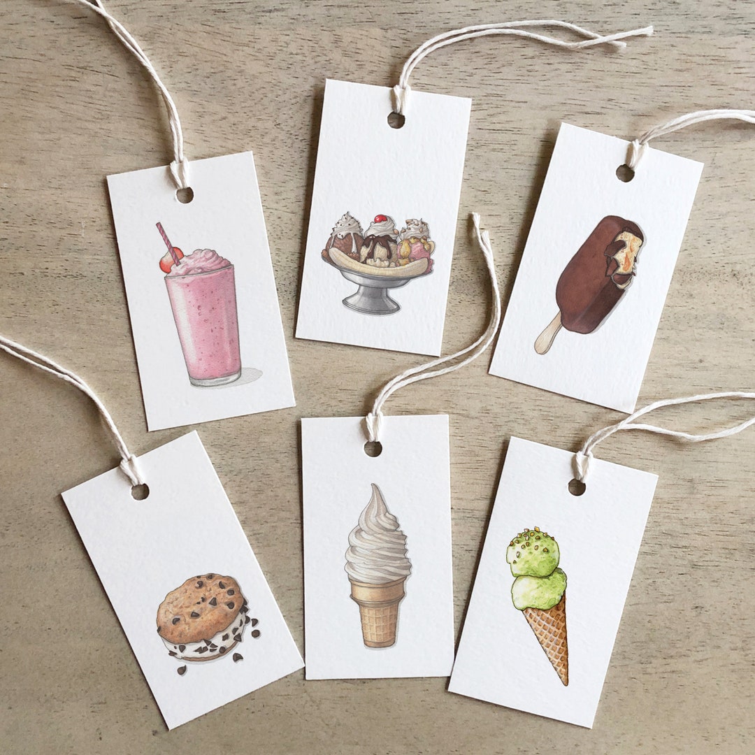 Ice Cream: Gift Tags / Parties / Birthday / Favors / Culinary / Banana ...