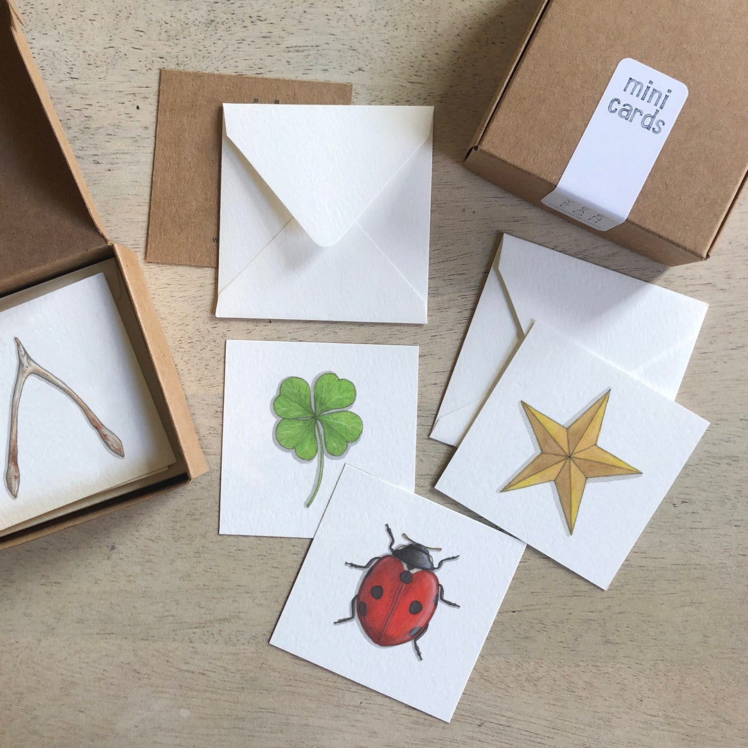 Lucky Charms: Mini Cards Box Set / Gift Tags / Watercolor Illustration ...