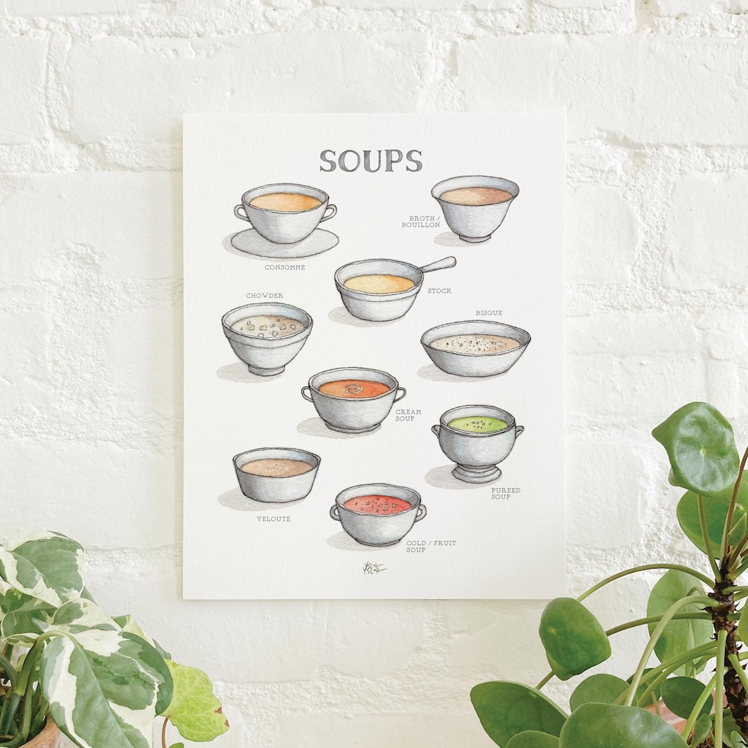 Soups (types): 8.5x11 Art Print / Watercolor Illustration / Art Print ...