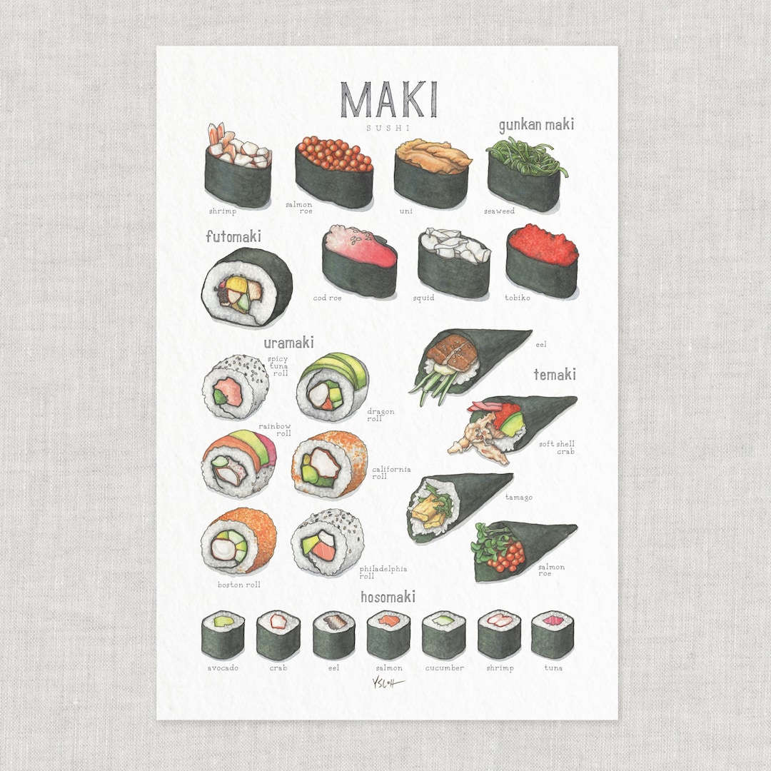 Maki Sushi: Poster / Food / Vegetables / Illustrations / Art Print ...