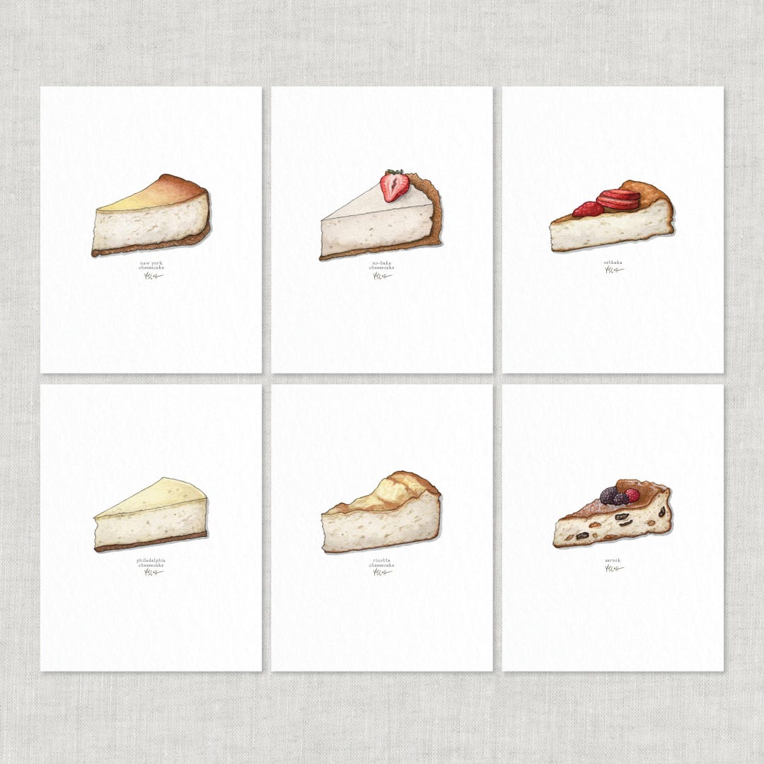Cheesecakes 02 : 8.5 X 11 Art Print / Watercolor Illustration / Home ...