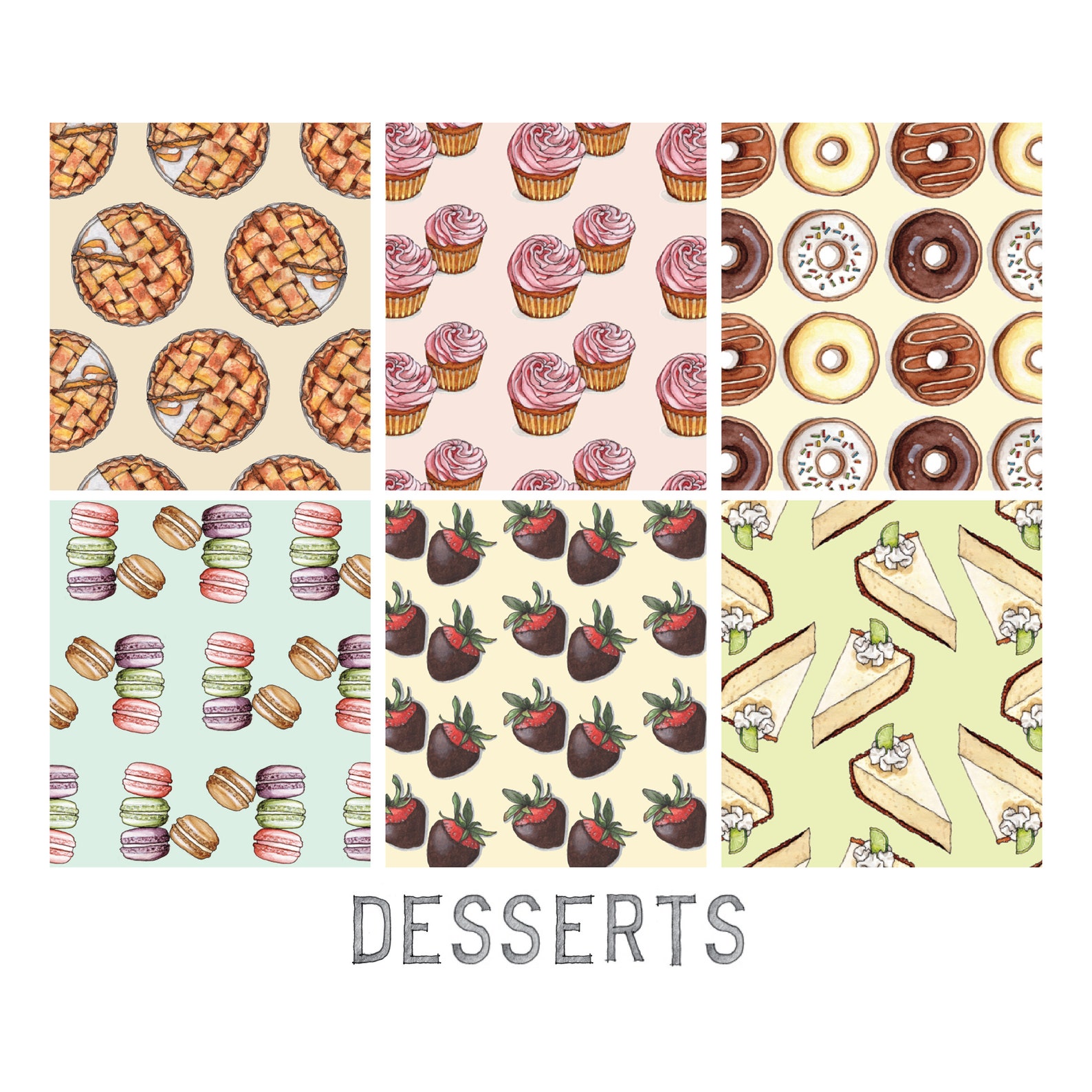Desserts: Gift Wrap Paper 13x19 Sheet / Birthday / - Etsy