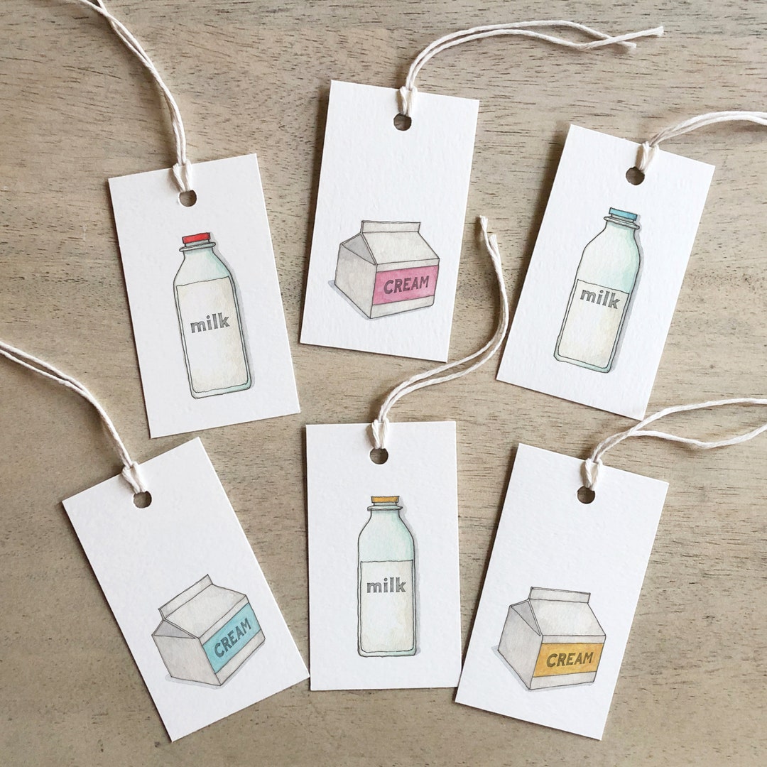 Milk & Cream: Gift Tags (pack of 6) /watercolor Illustration/ Holiday ...