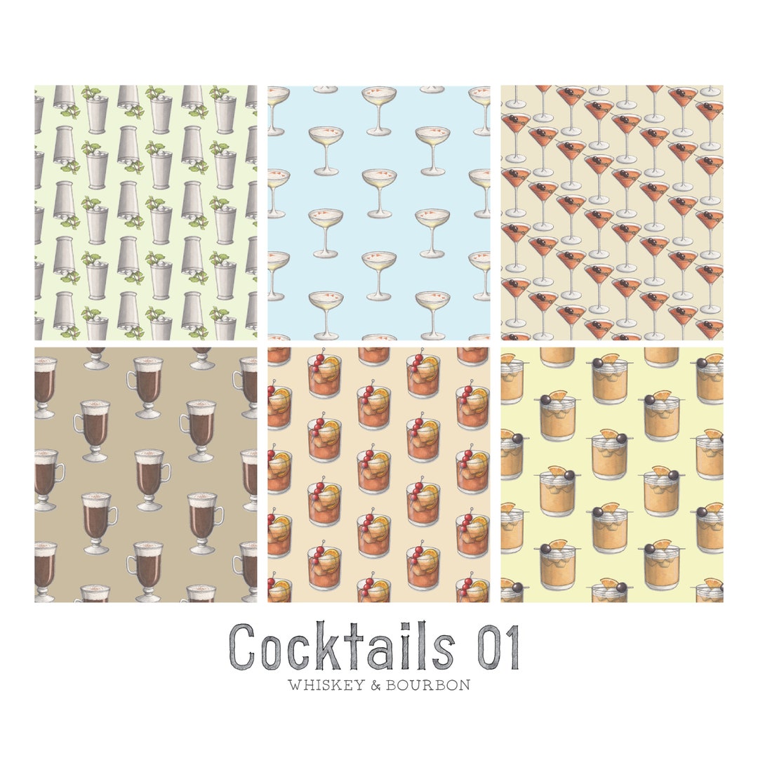 Cocktails: 01 Whiskey & Bourbon / Gift Wrap Paper / Birthday / - Etsy