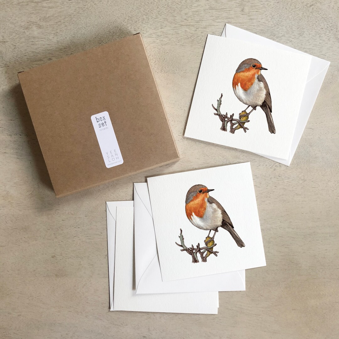 Robin: Cards Box Set / Notecards / Flat Cards / Watercolor Illustration ...