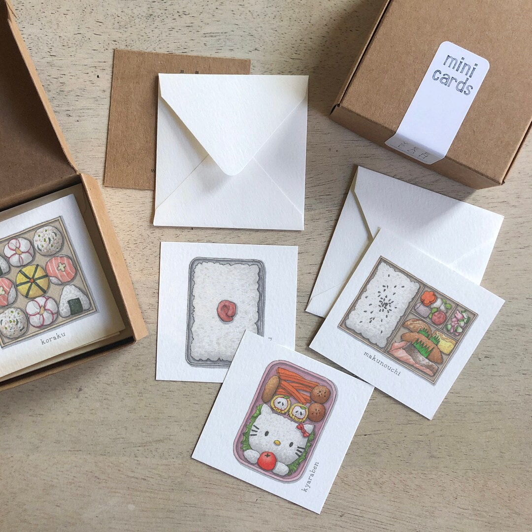 Bento: Mini Cards Box Sets / Gift Tags / Watercolor Illustration / Tiny ...