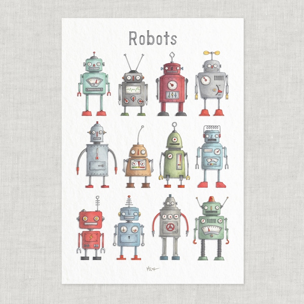 Robot Poster - Etsy