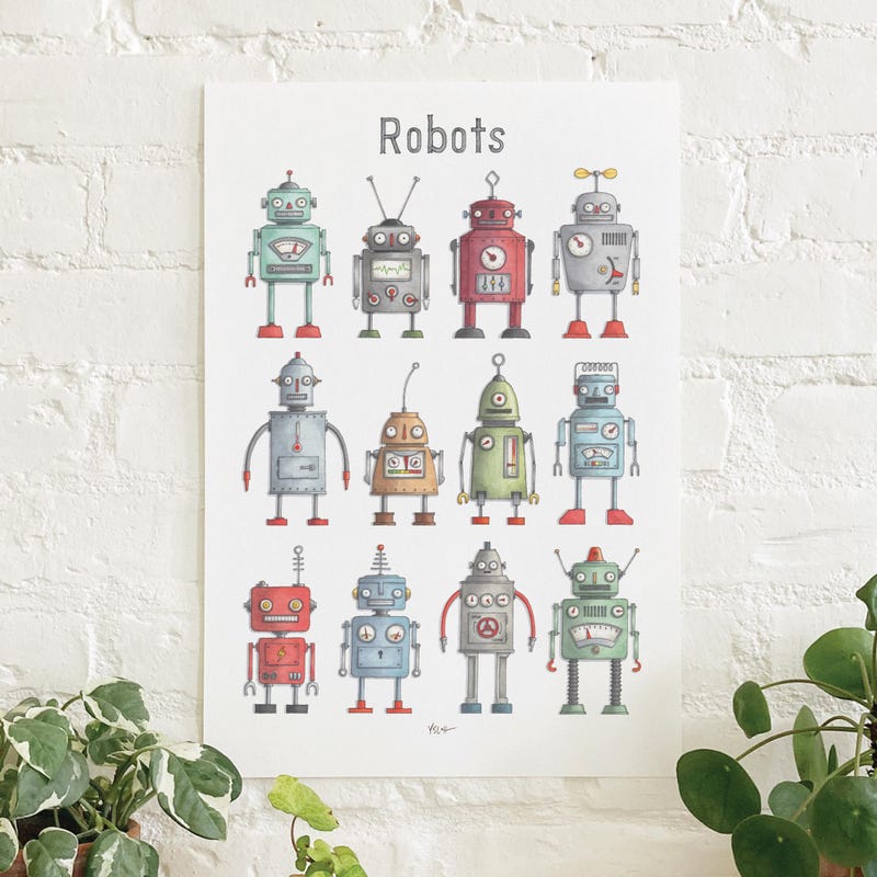 Robot Poster - Etsy