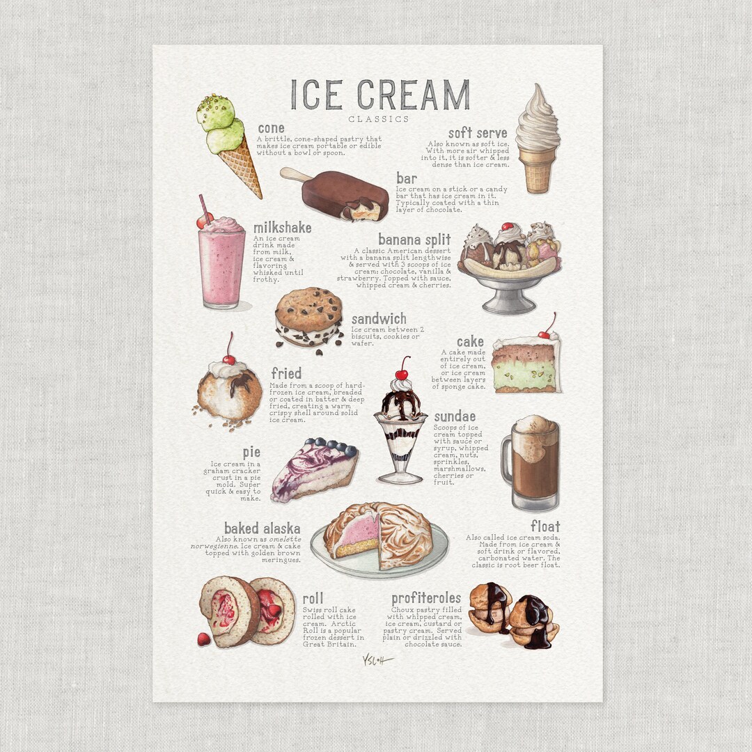 Ice Cream: Poster / Food / Bar Snacks / Illustrations / Art Print ...