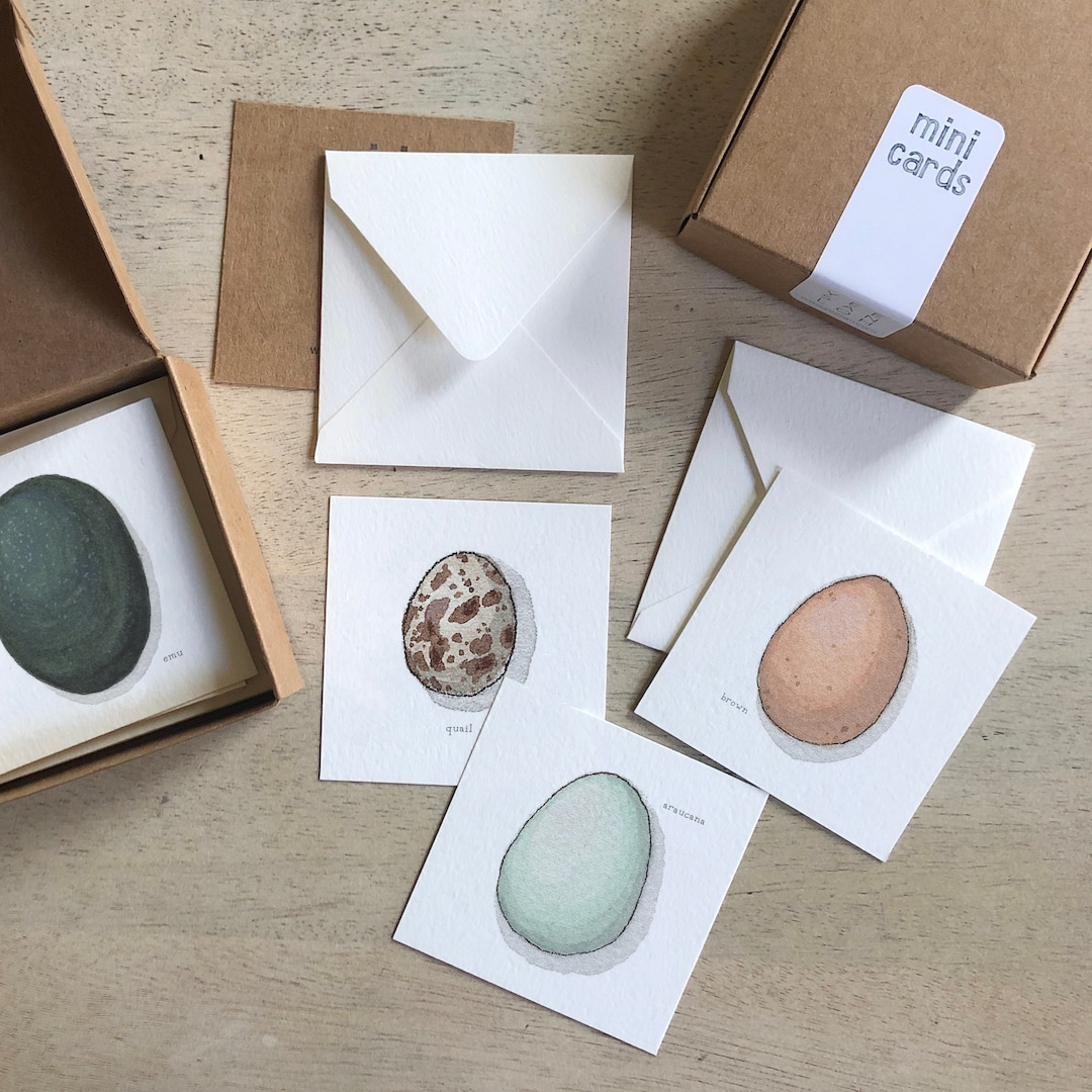 Eggs: Types / Mini Cards Boxset / Gift Tags / Watercolor Illustration ...