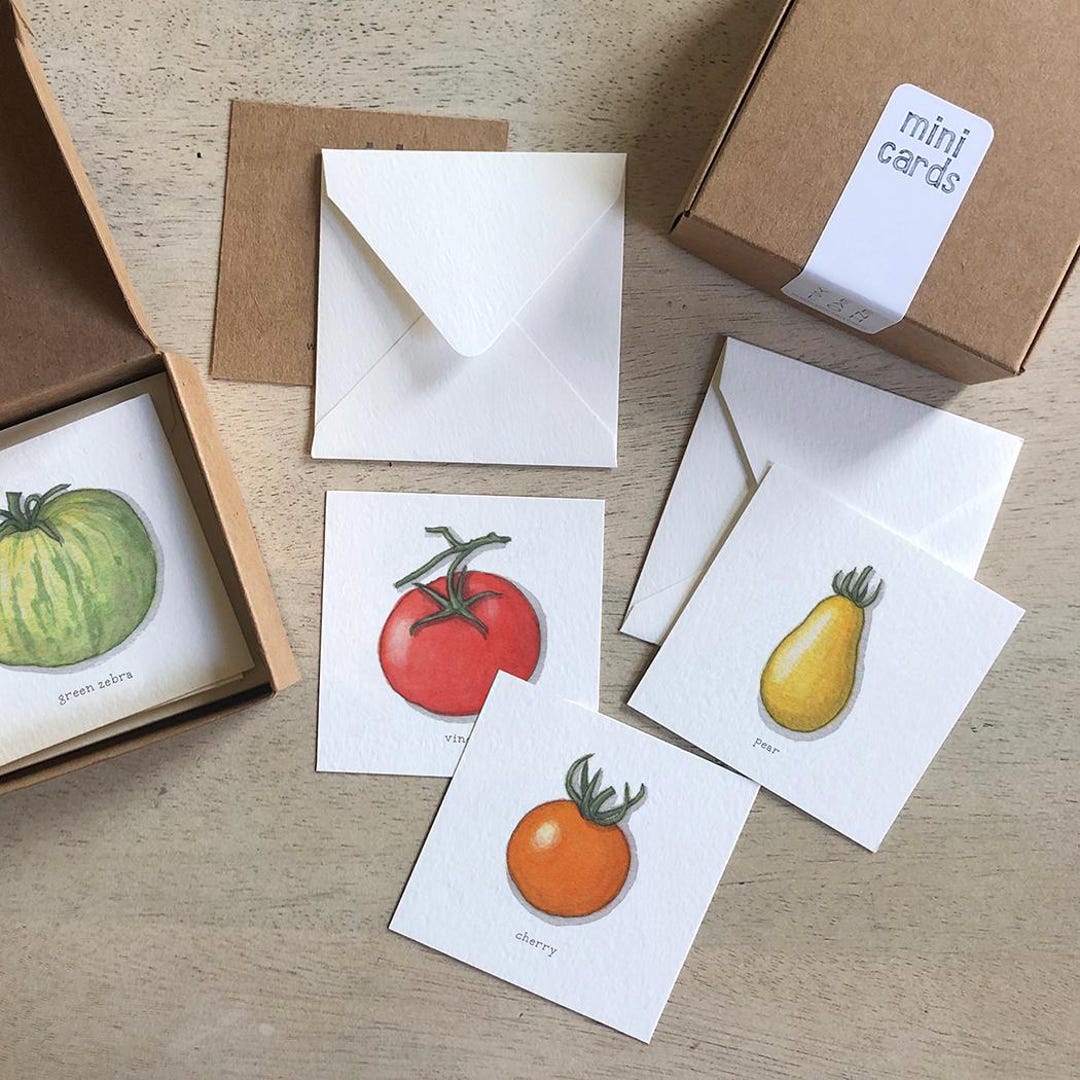 Tomatoes: Mini Cards Box Set / Gift Tags / Watercolor Illustration ...