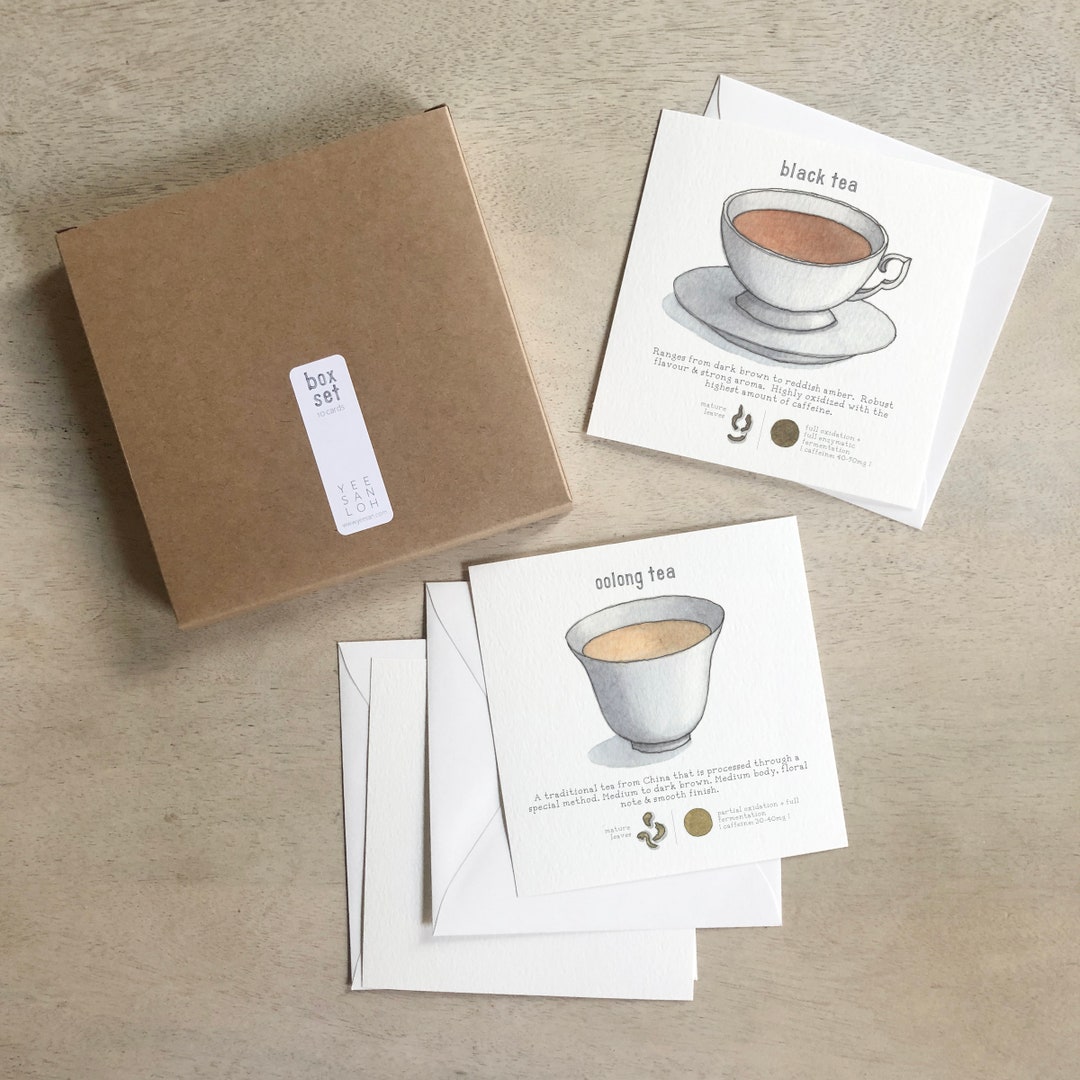 Tea: Cards Box Set / Notecards / Flat Cards / Watercolor Illustration ...