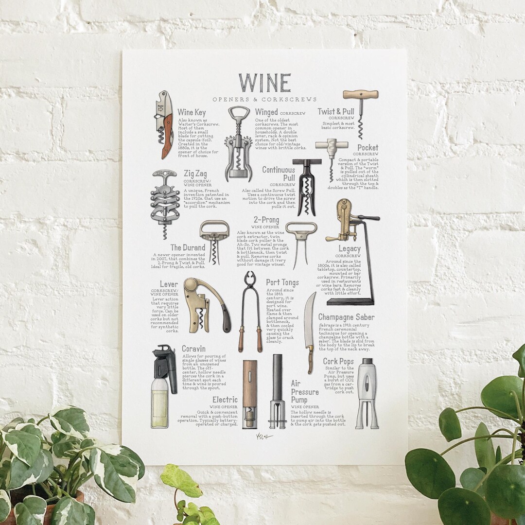 Wine Openers: Poster / Food / Illustrations / Art Print / Home Decor ...