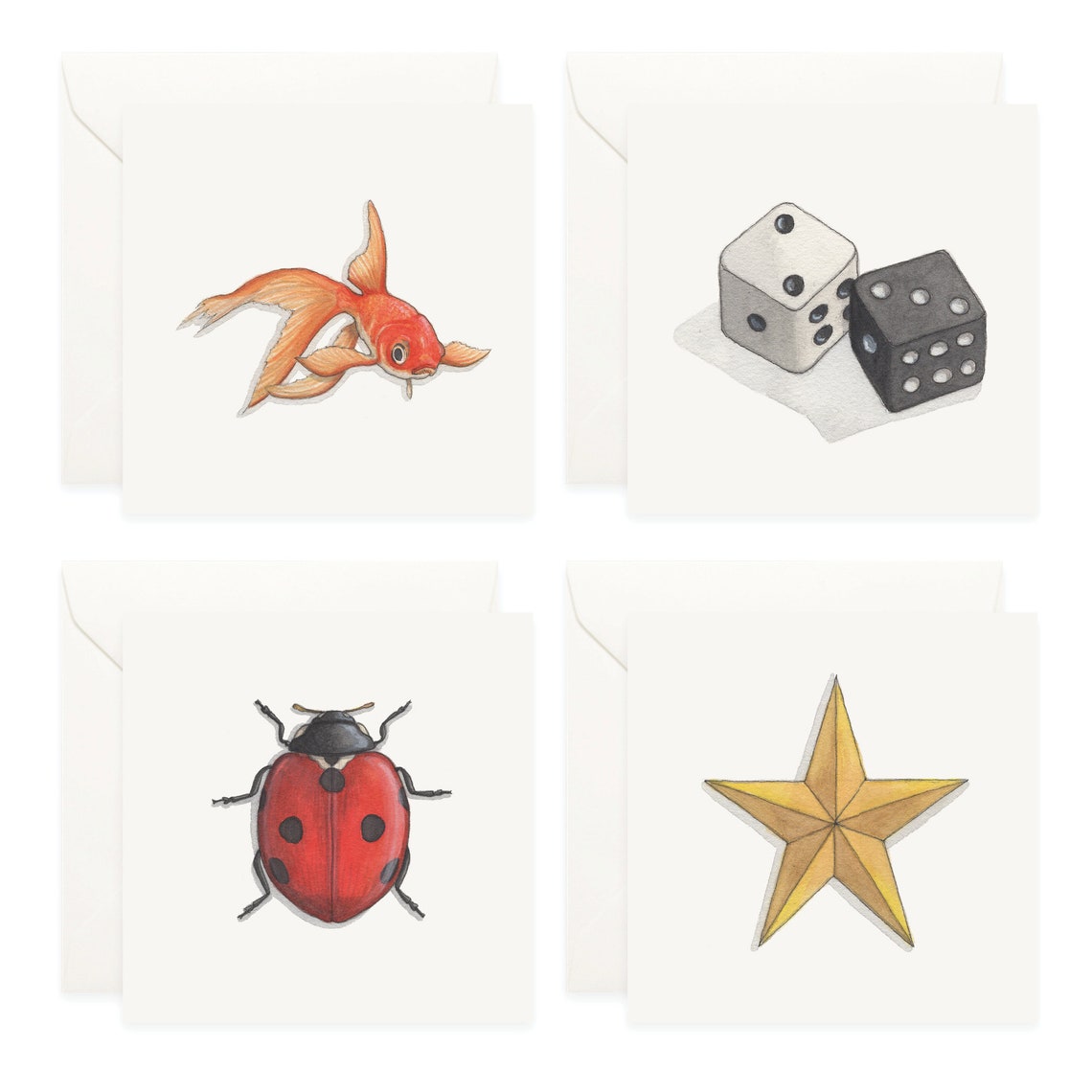 Lucky Charms: Mini Cards Box Set / Gift Tags / Watercolor - Etsy