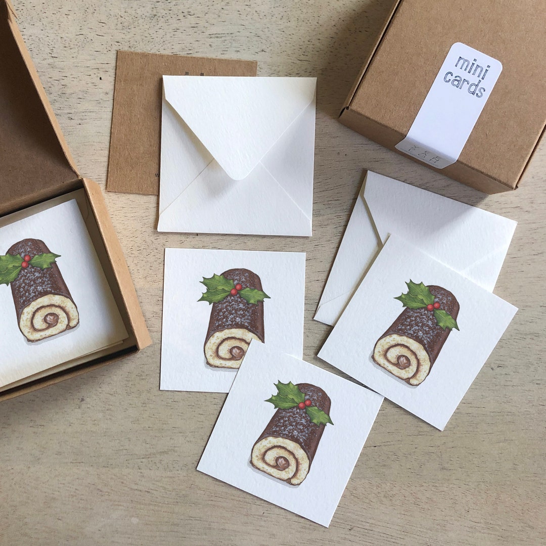 Yule Log: Mini Cards Box Set / Christmas / Bouche De Noel - Etsy