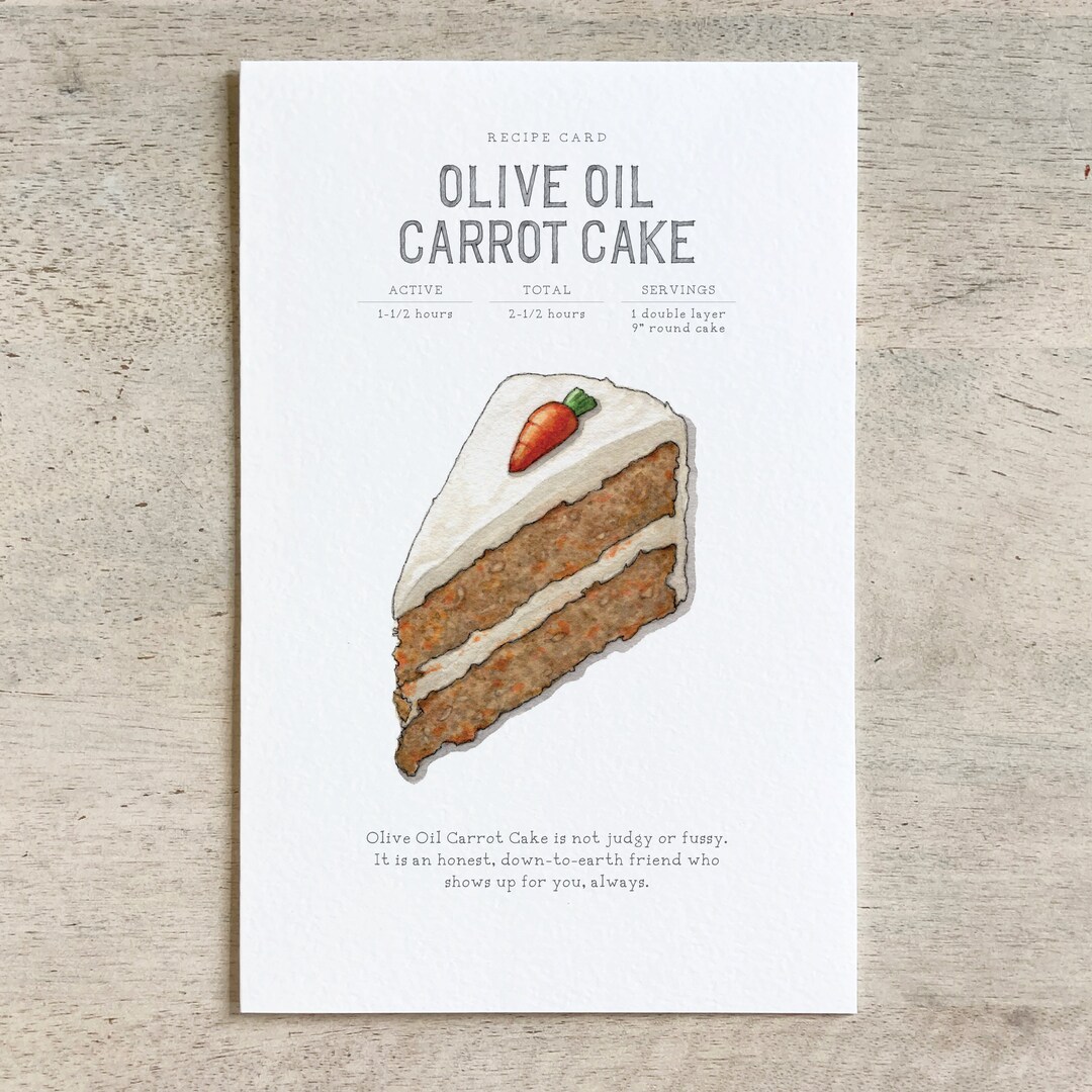 Olive Oil Carrot Cake: Recipe Card / Notecard / Thank You / Birthday ...