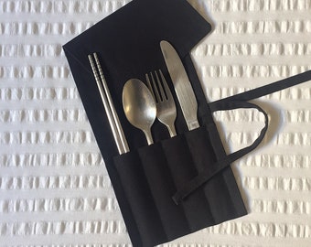 Zero Waste Cutlery Wrap - Red | Travel Utensil Wrap | Lunch Bag | Eco ...