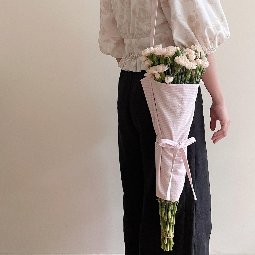 Reusable Flower Tote - Pink | Cotton Bouquet Sleeve | Flower Picking ...